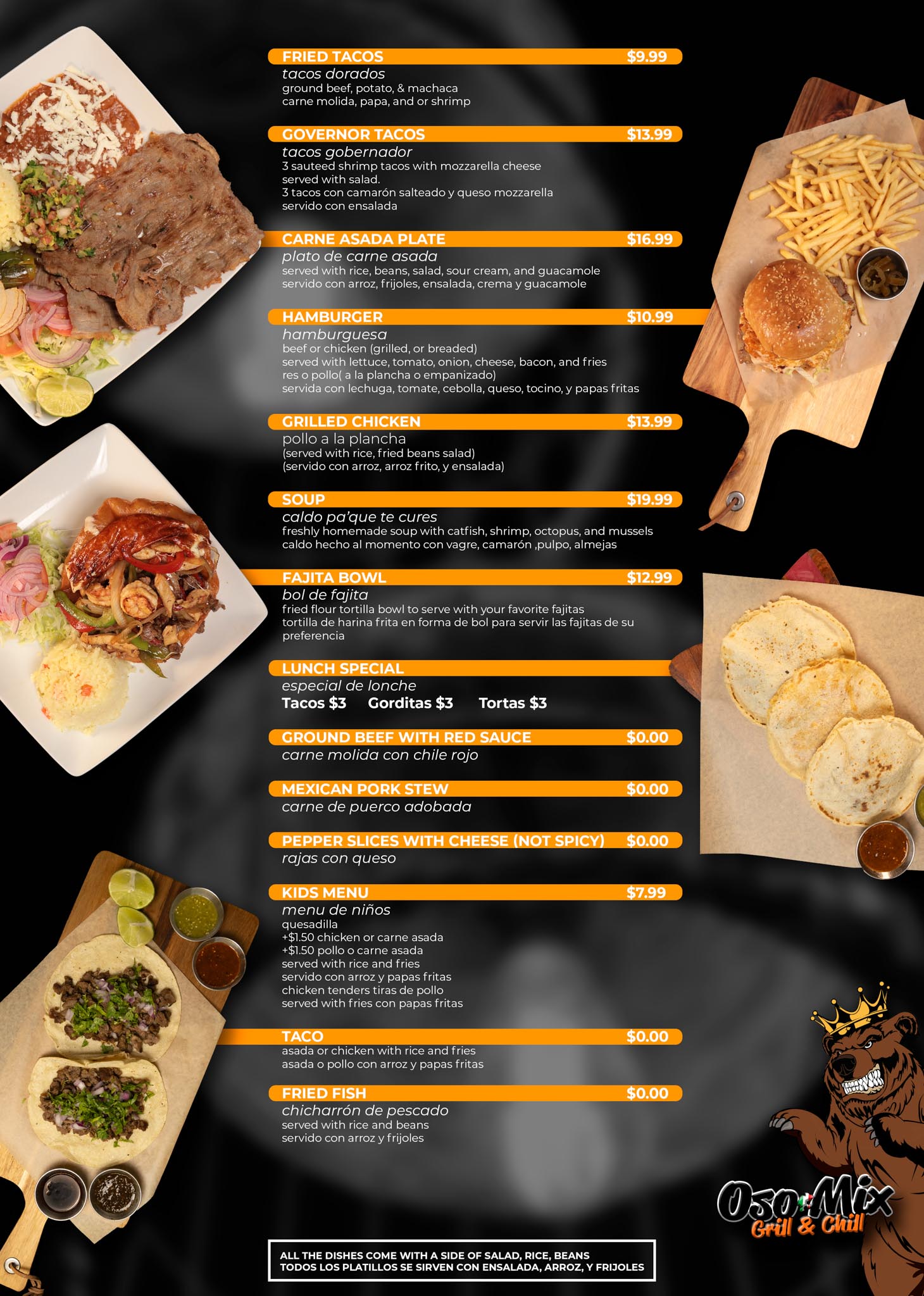 Menu – Oso Mix
